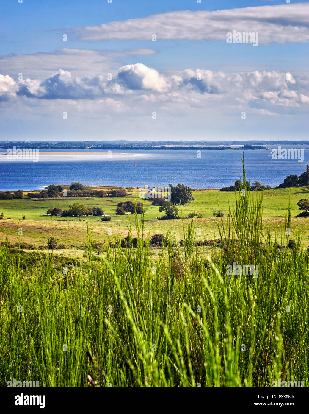 Wide Landscape and Baltic Sea with clouds on the island Hiddensee Stock ...