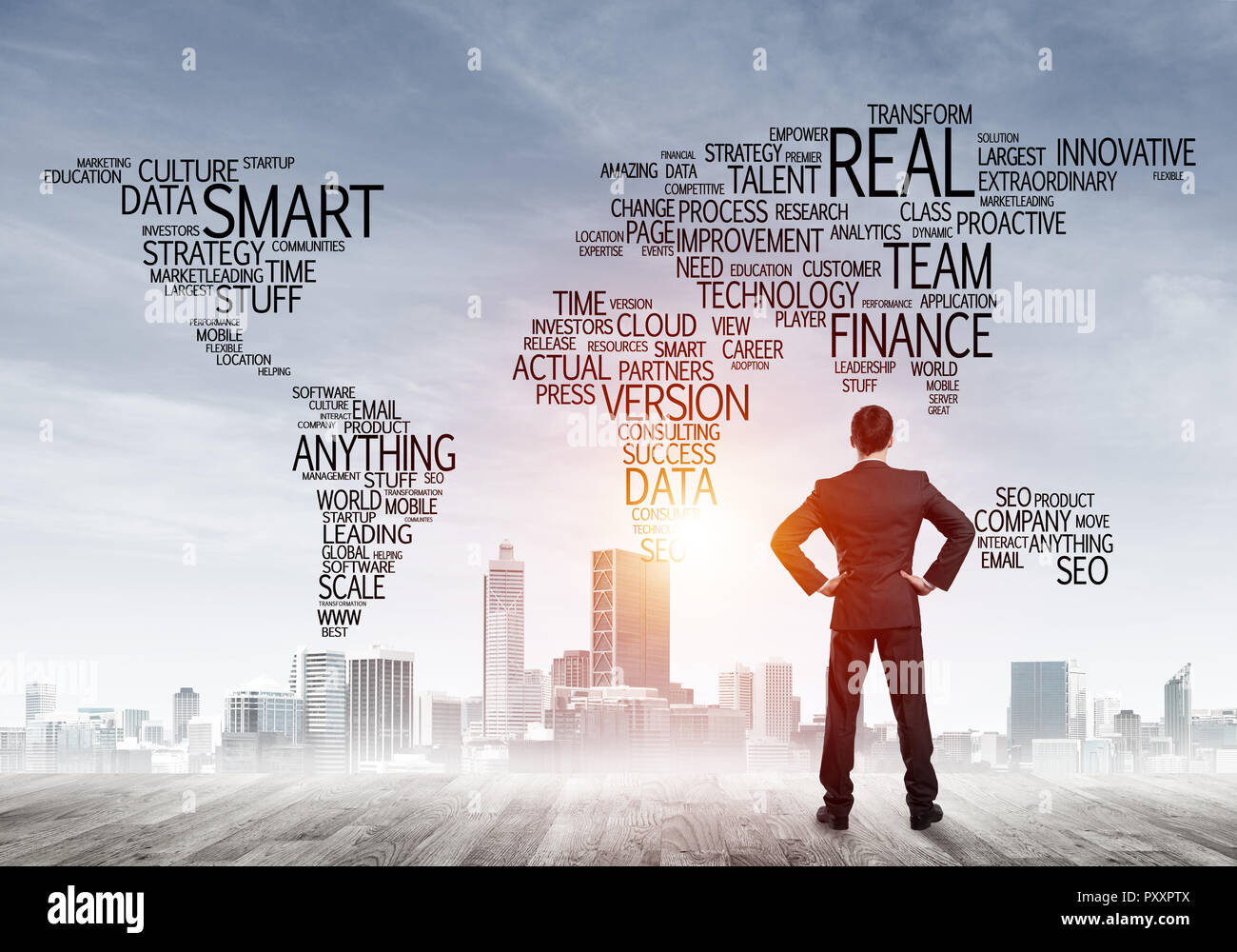 Motivation and inspiration concept with modern cityscape and ...