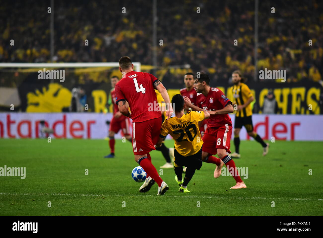 Athens, Greece. 23rd Oct, 2018. Petros Mantalos (no 20) of AEK loses ...
