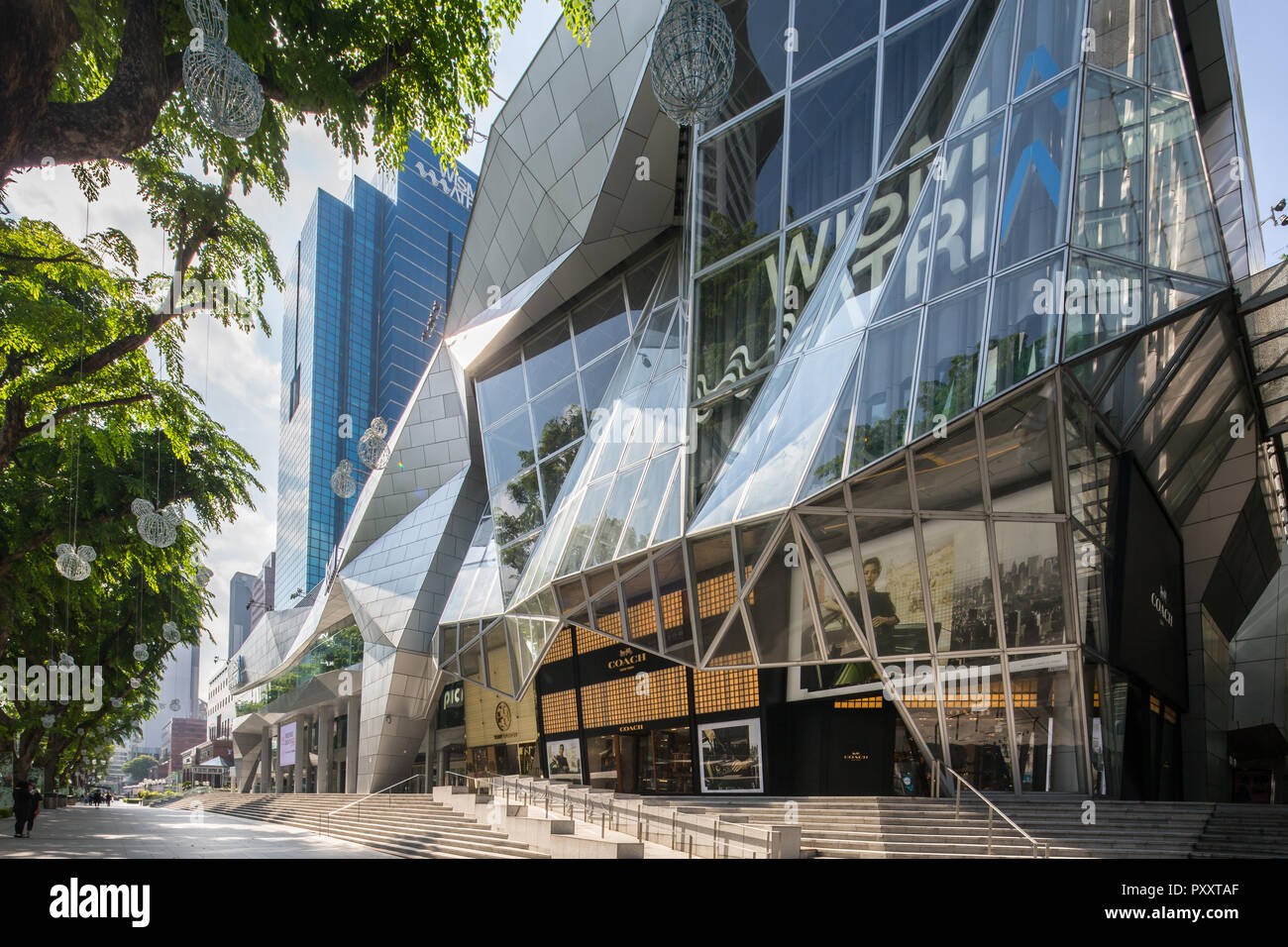 Facade of Wisma Atria along Orchard Road, district 9, clean streets ...