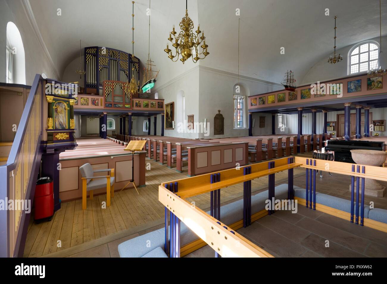 NEXO, DENMARK - AUGUST 20, 2018: Interior of St Nicholas Church on ...