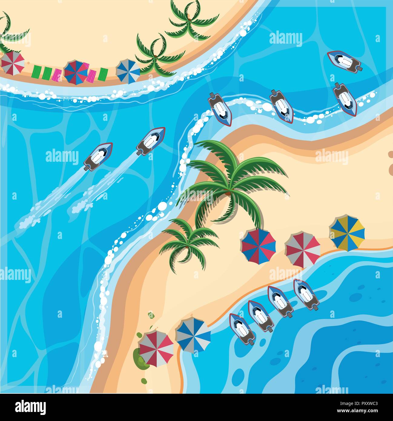 Aerial view of boats at sea illustration Stock Vector Image & Art - Alamy