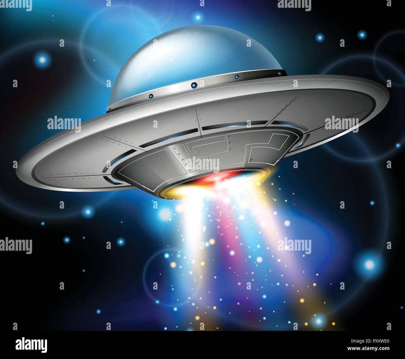 Flying ufo in night Stock Vector Images - Alamy