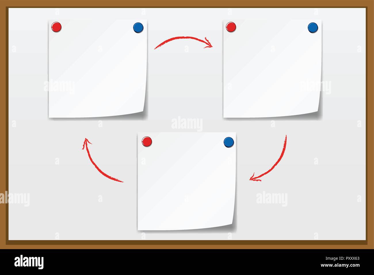 Three memo notes on whiteboard illustration Stock Vector Image & Art ...