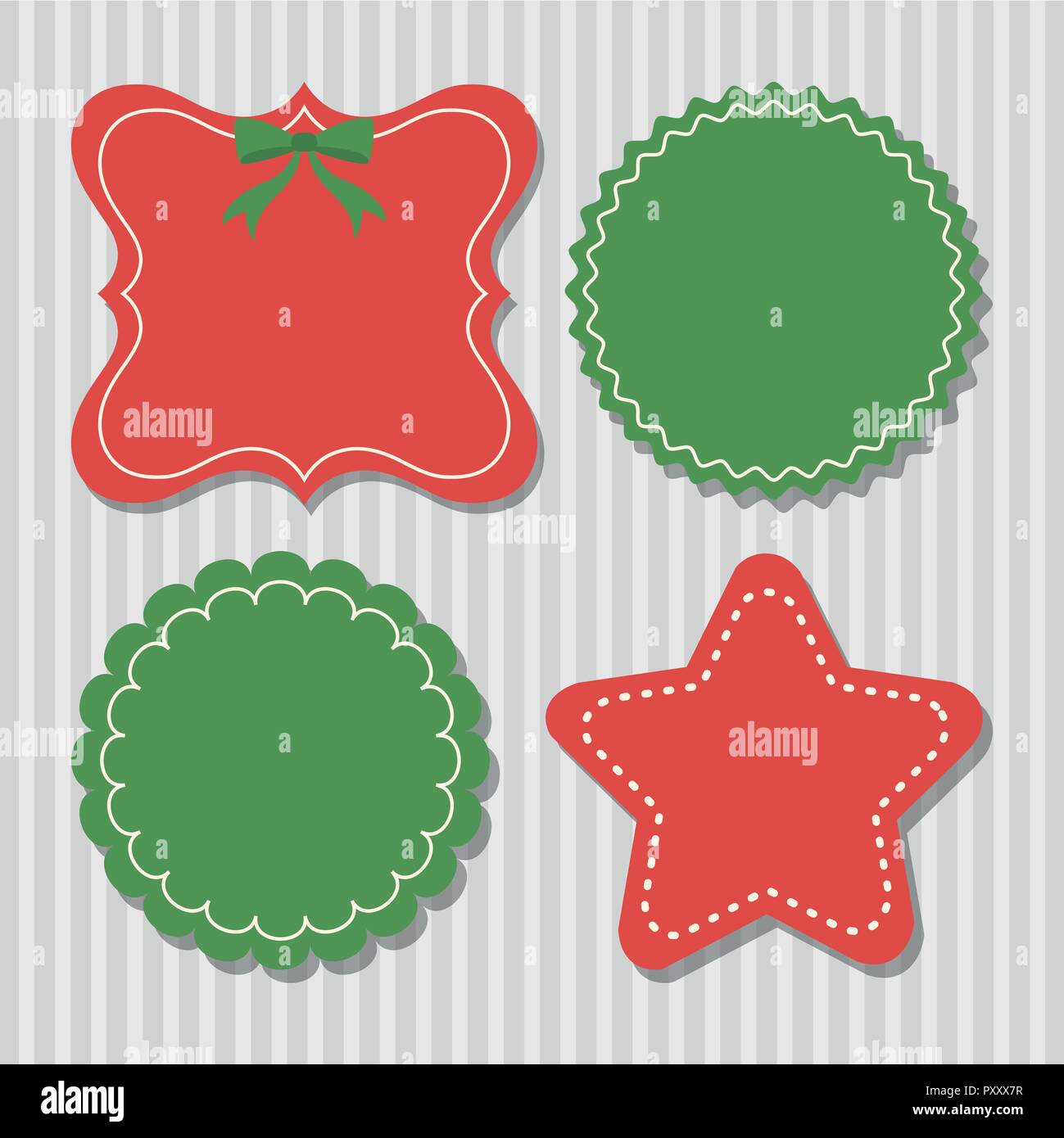 Four christmas labels in green and red illustration Stock Vector Image ...