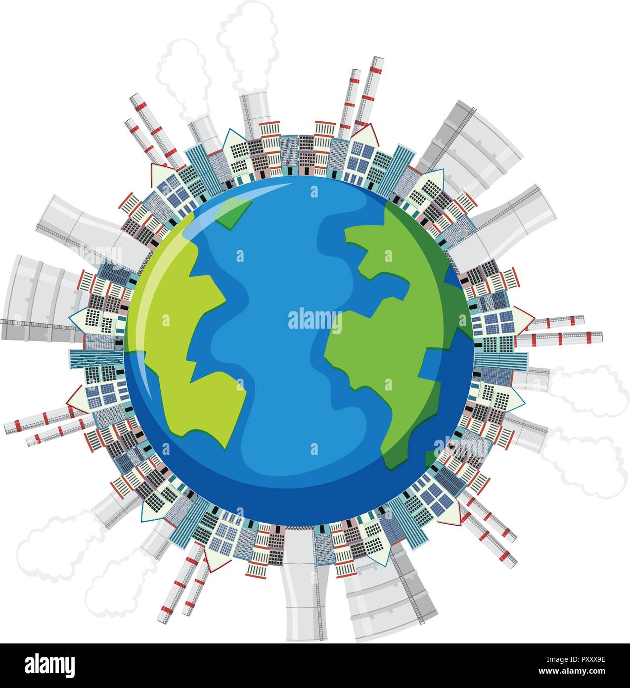 Many factory buildings on earth illustration Stock Vector Image & Art ...