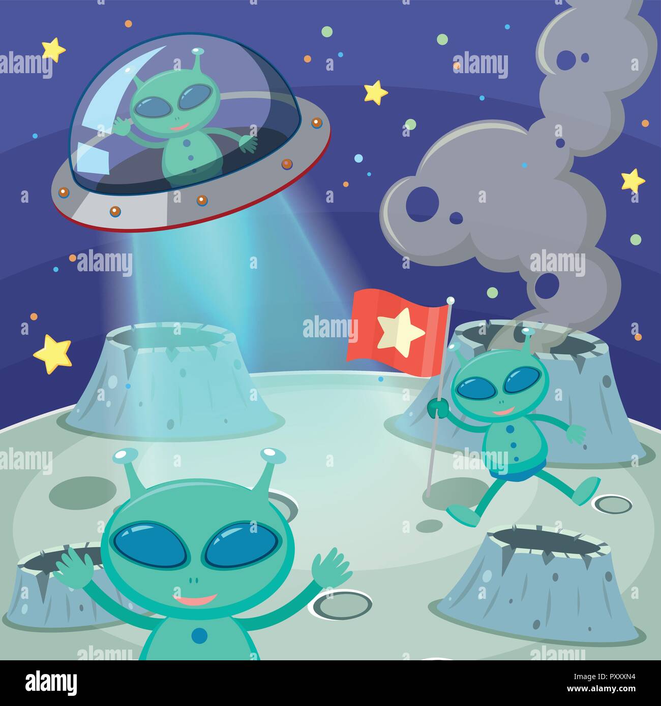 Three aliens in dark space illustration Stock Vector Image & Art - Alamy