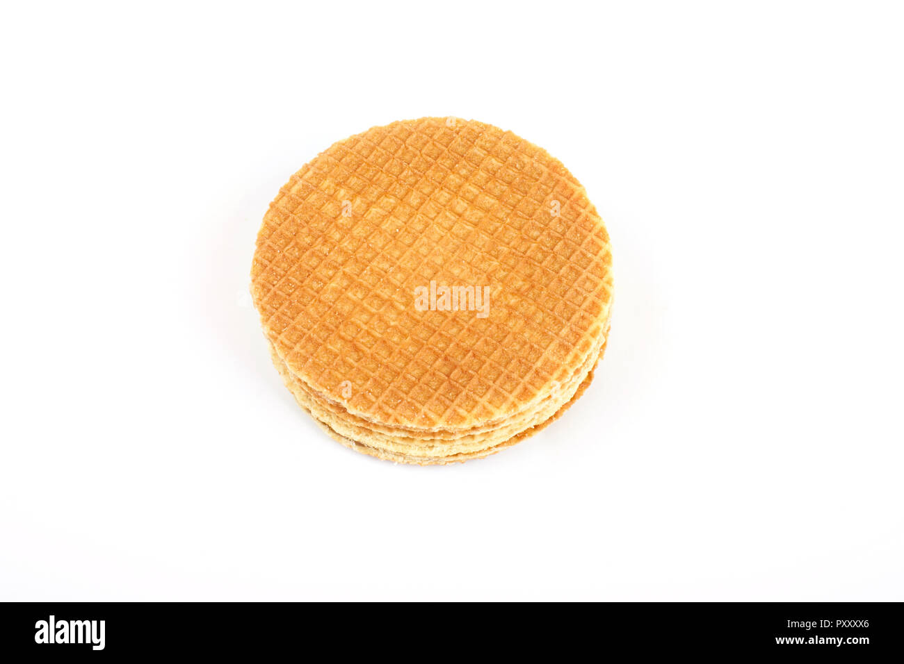 Dutch waffle called a stroopwafel isolated on a white background Stock ...