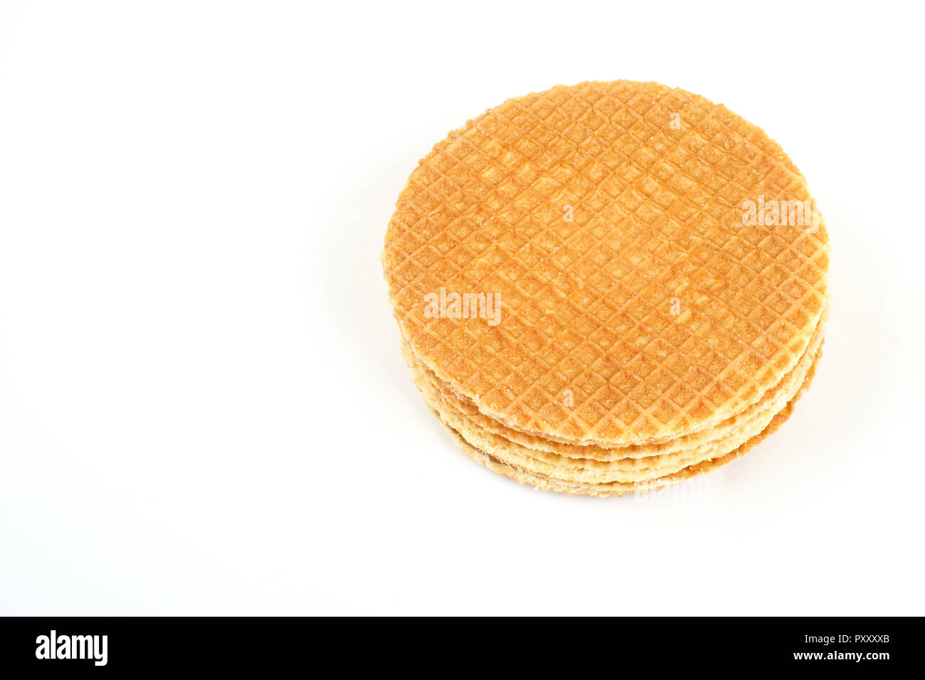 Dutch waffle called a stroopwafel isolated on a white background Stock ...