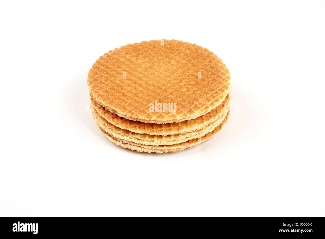 Dutch waffle called a stroopwafel isolated on a white background Stock ...