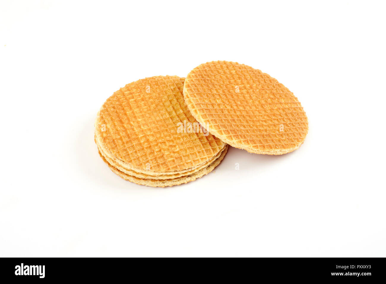 Dutch waffle called a stroopwafel isolated on a white background Stock ...