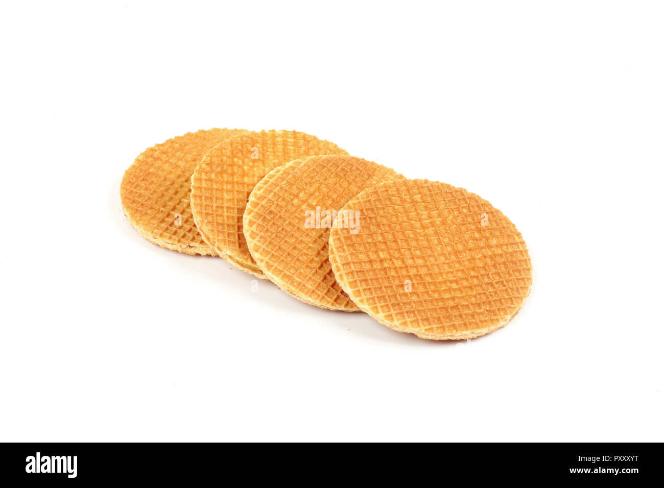 Dutch waffle called a stroopwafel isolated on a white background Stock ...