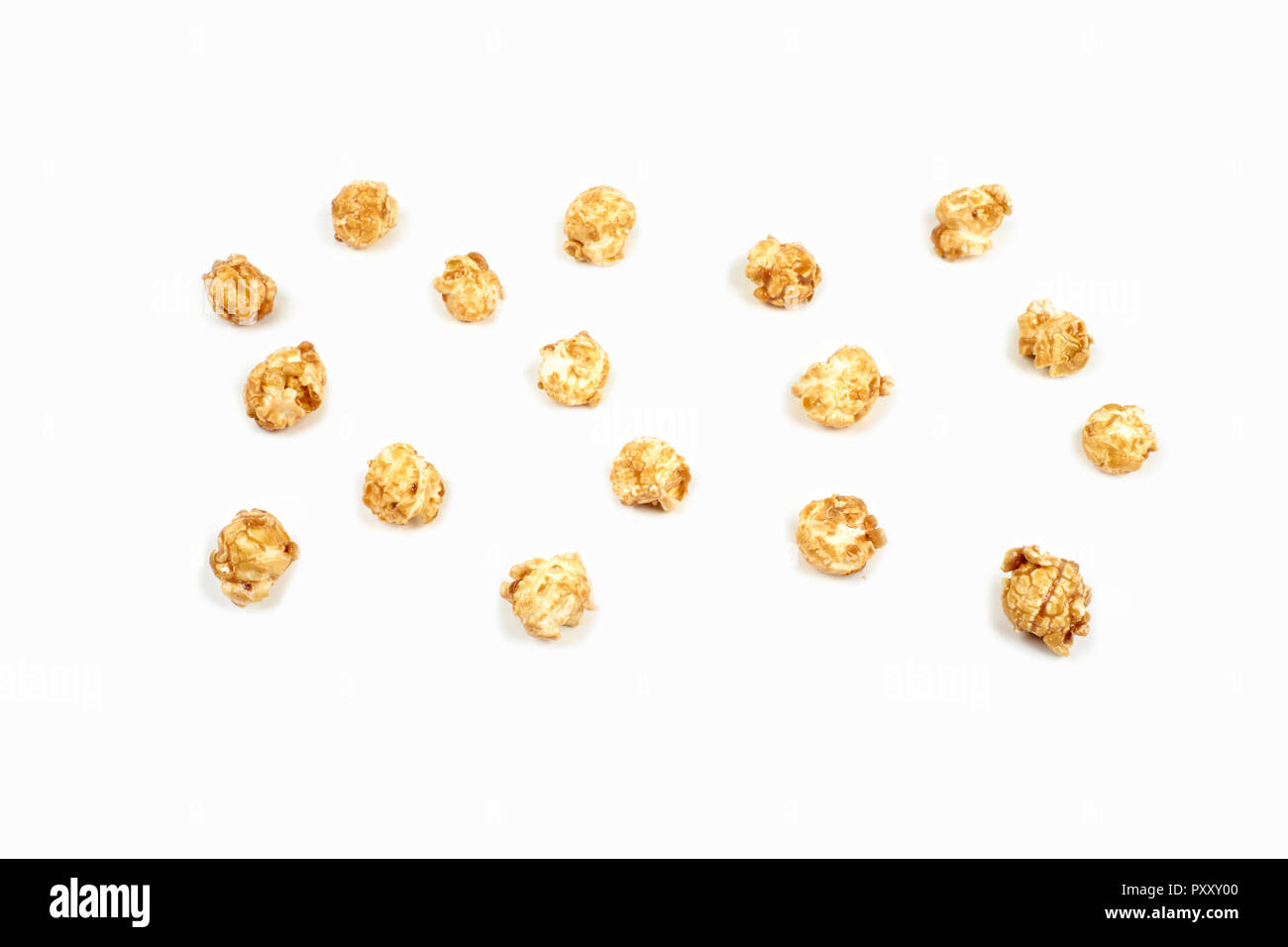 caramel popcorn on white background Stock Photo - Alamy