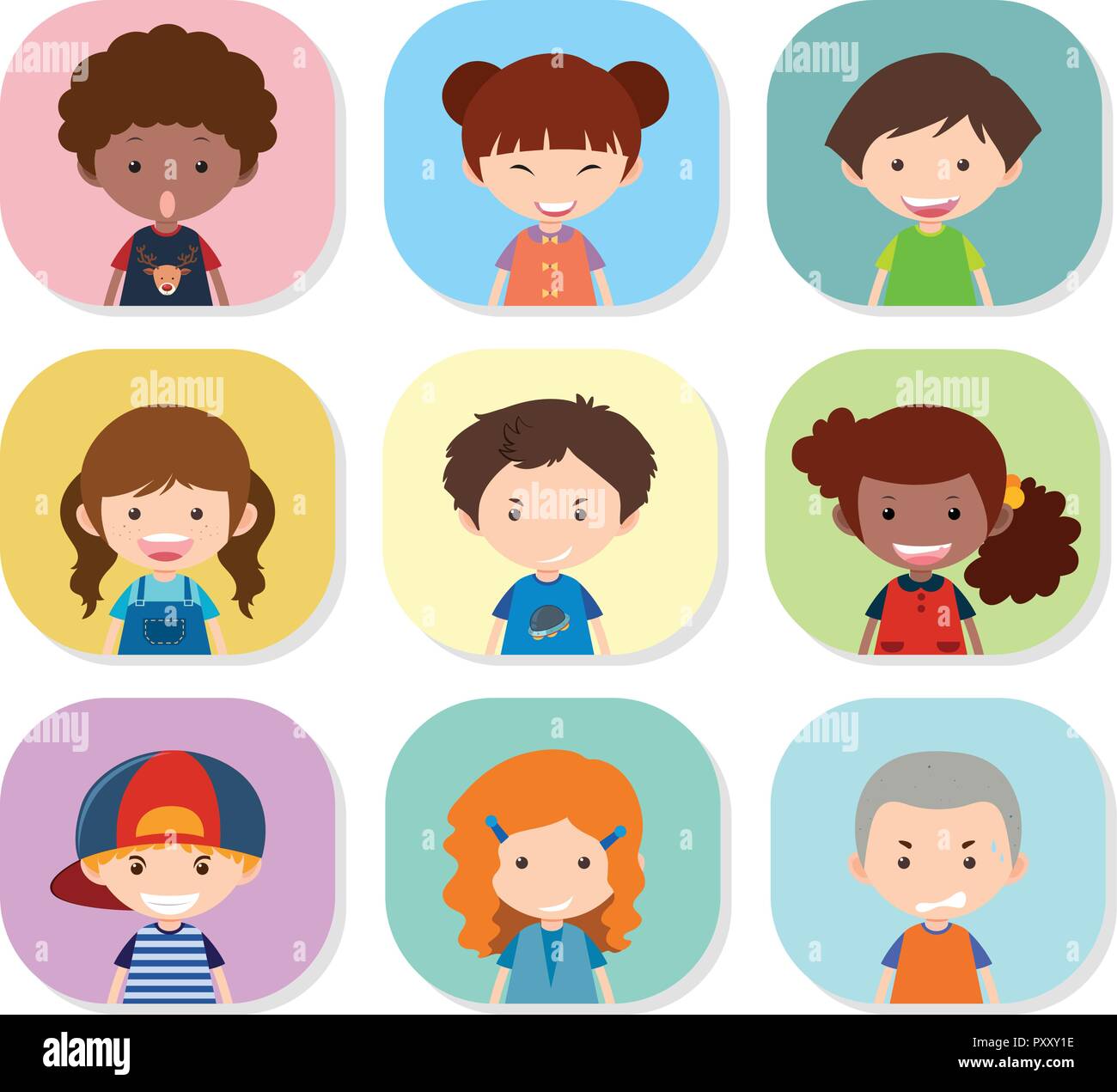Children with different emotions on their faces illustration Stock ...