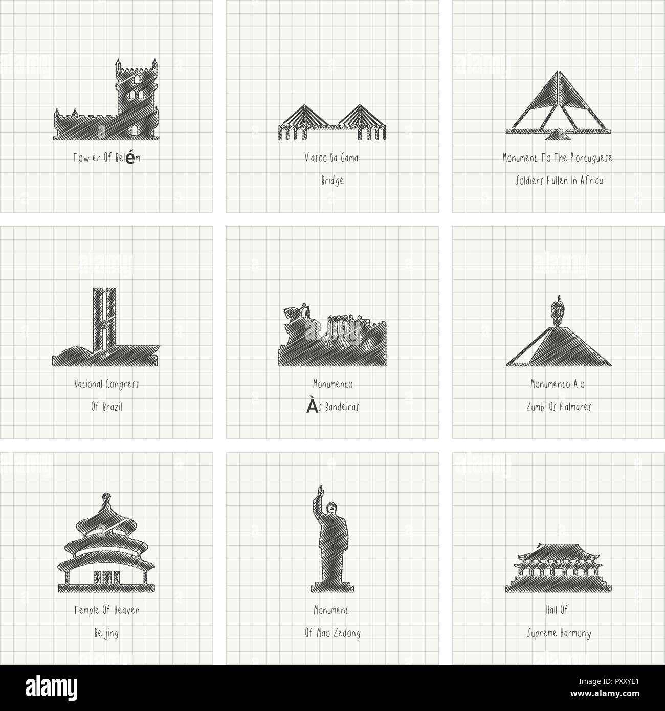 World famous landmarks design vector Stock Vector Image & Art - Alamy