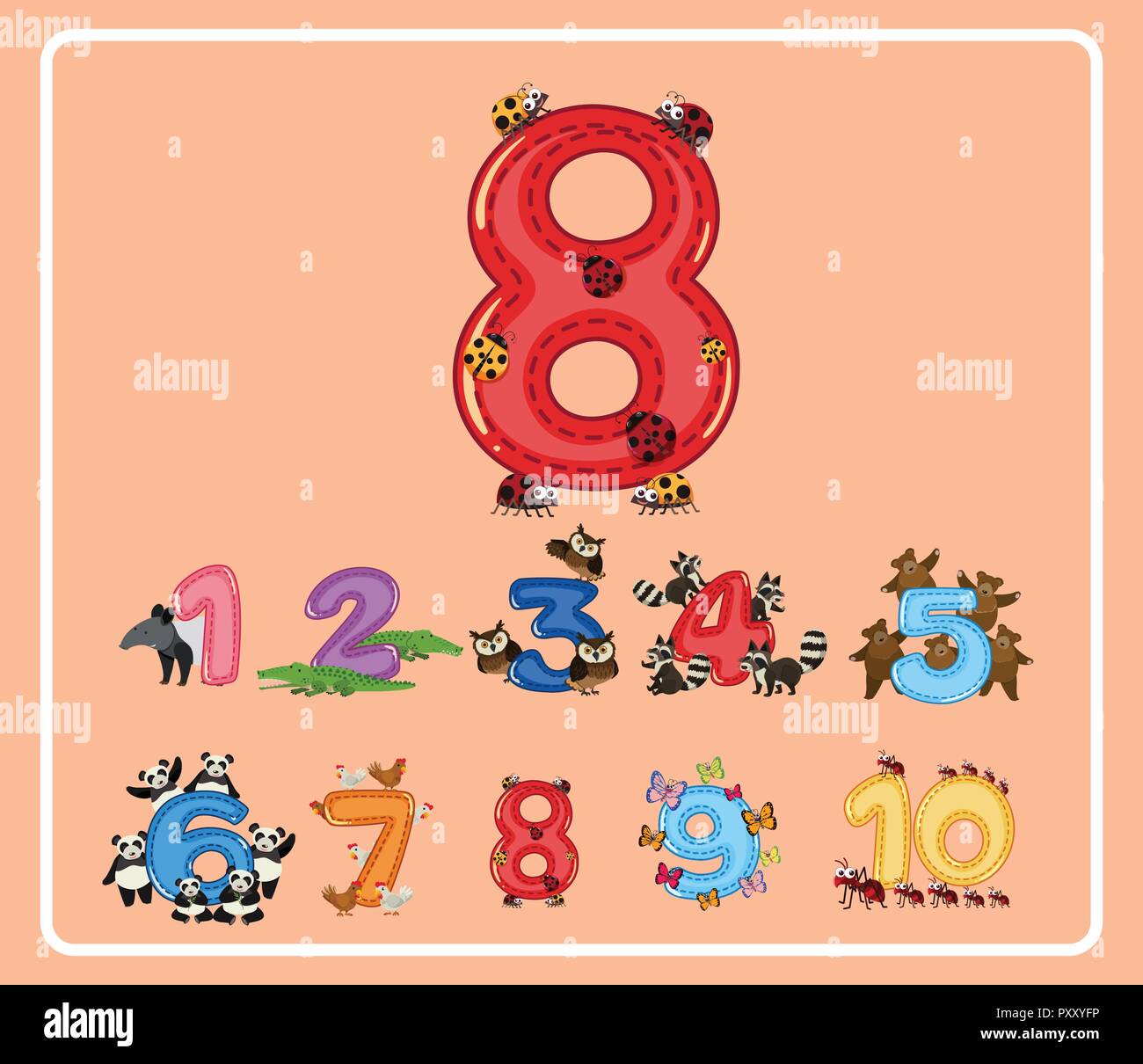 Number eight with little bugs illustration Stock Vector Image & Art - Alamy