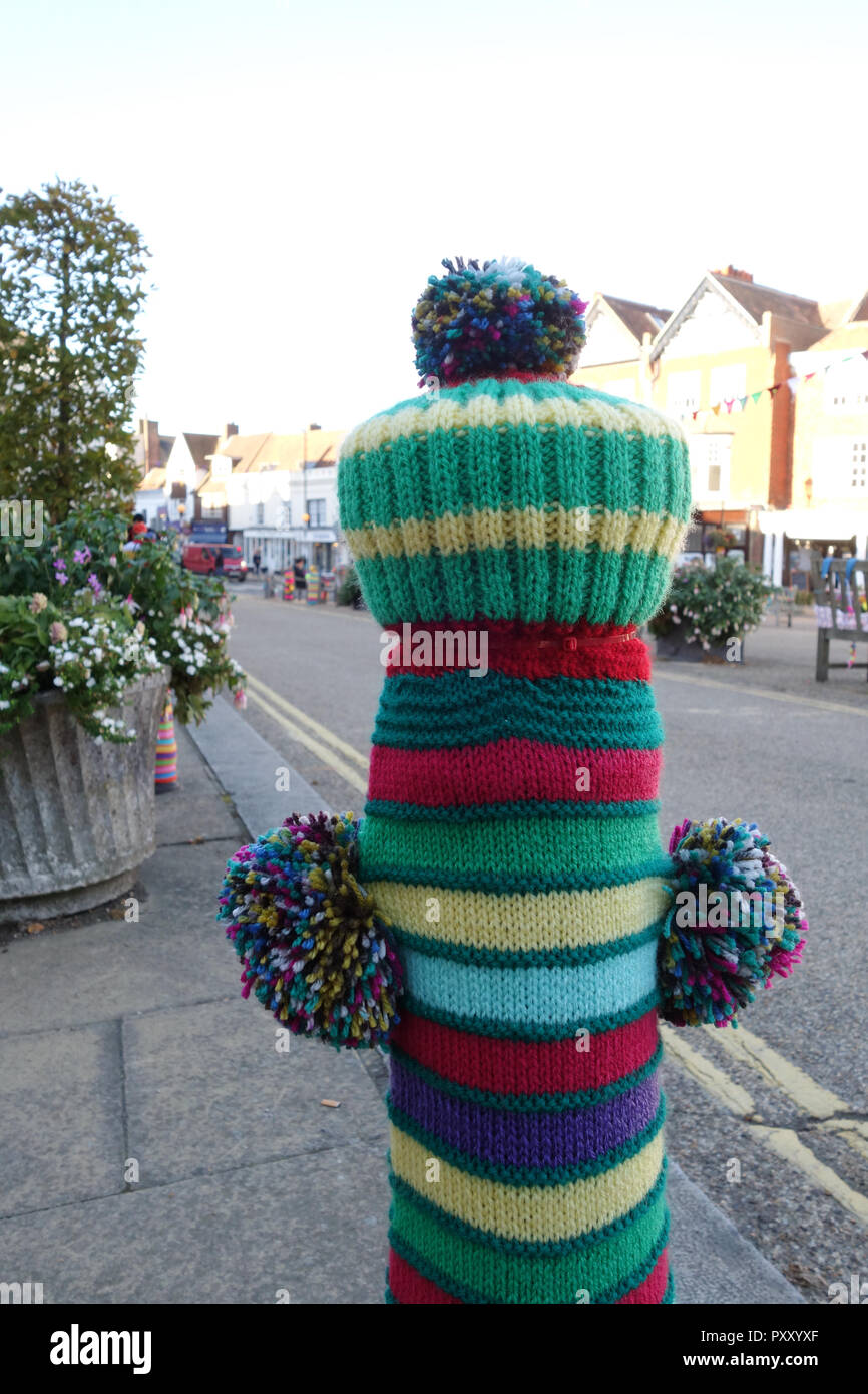 Colorful knitted decorations in Battle - East Sussex - United Kingdom ...