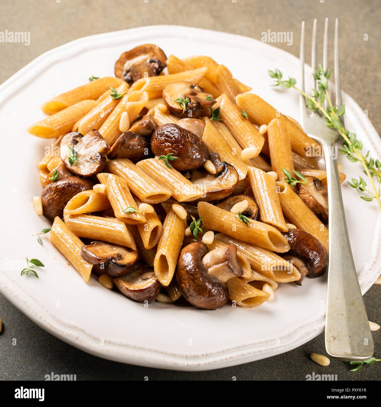 Homemade whole grain pasta penne Stock Photo - Alamy