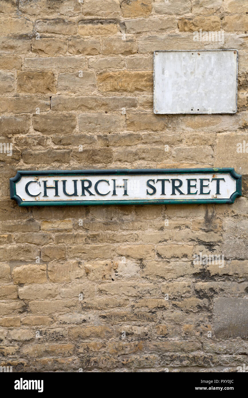 Church Street Road Sign on Stone Wall Stock Photo - Alamy