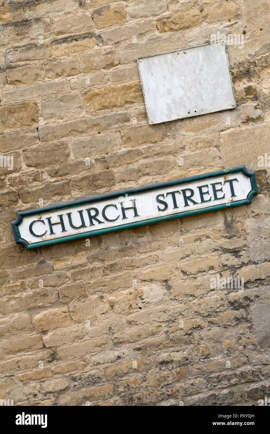 Church Street Road Sign on Stone Wall Stock Photo - Alamy