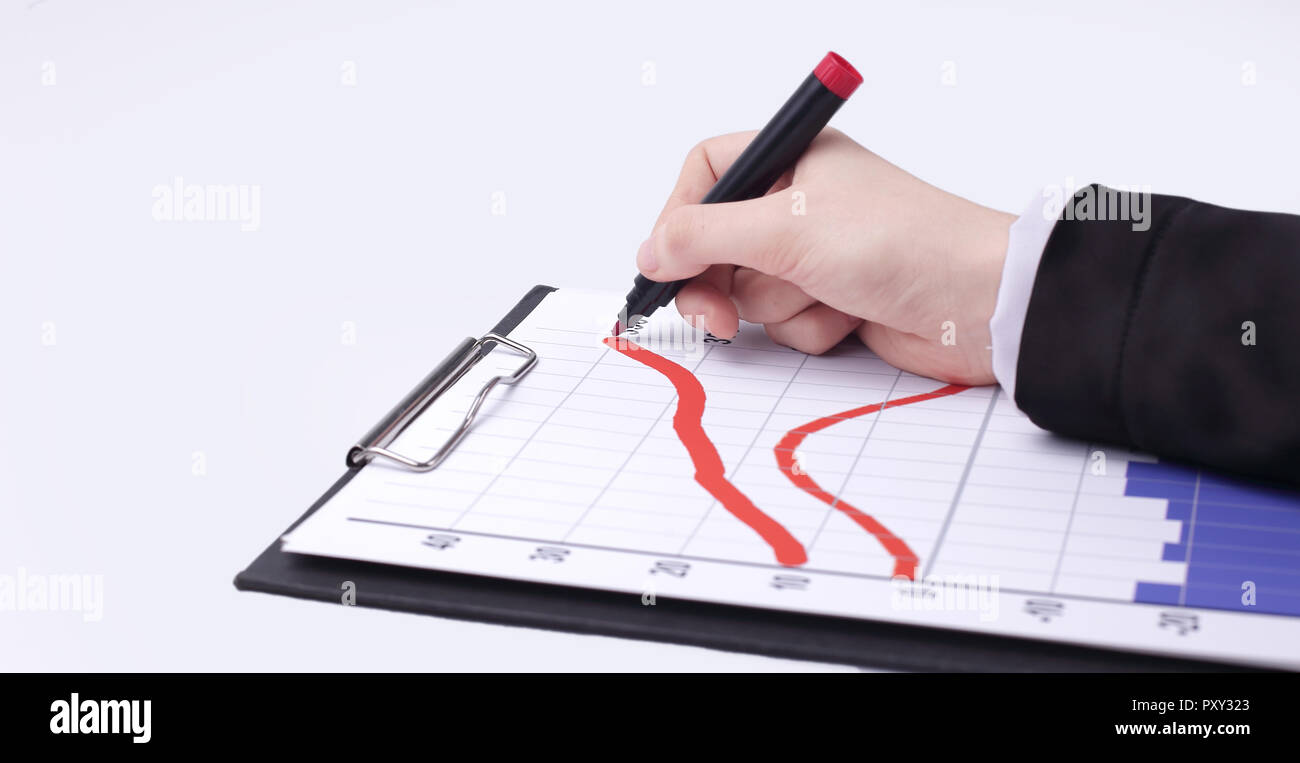 Pen drawing profit line graph hi-res stock photography and images - Alamy