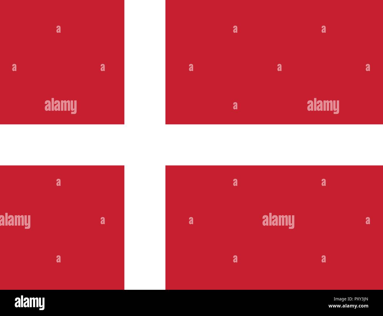 Flag of Denmark in official rate and colors, vector Stock Vector Image ...