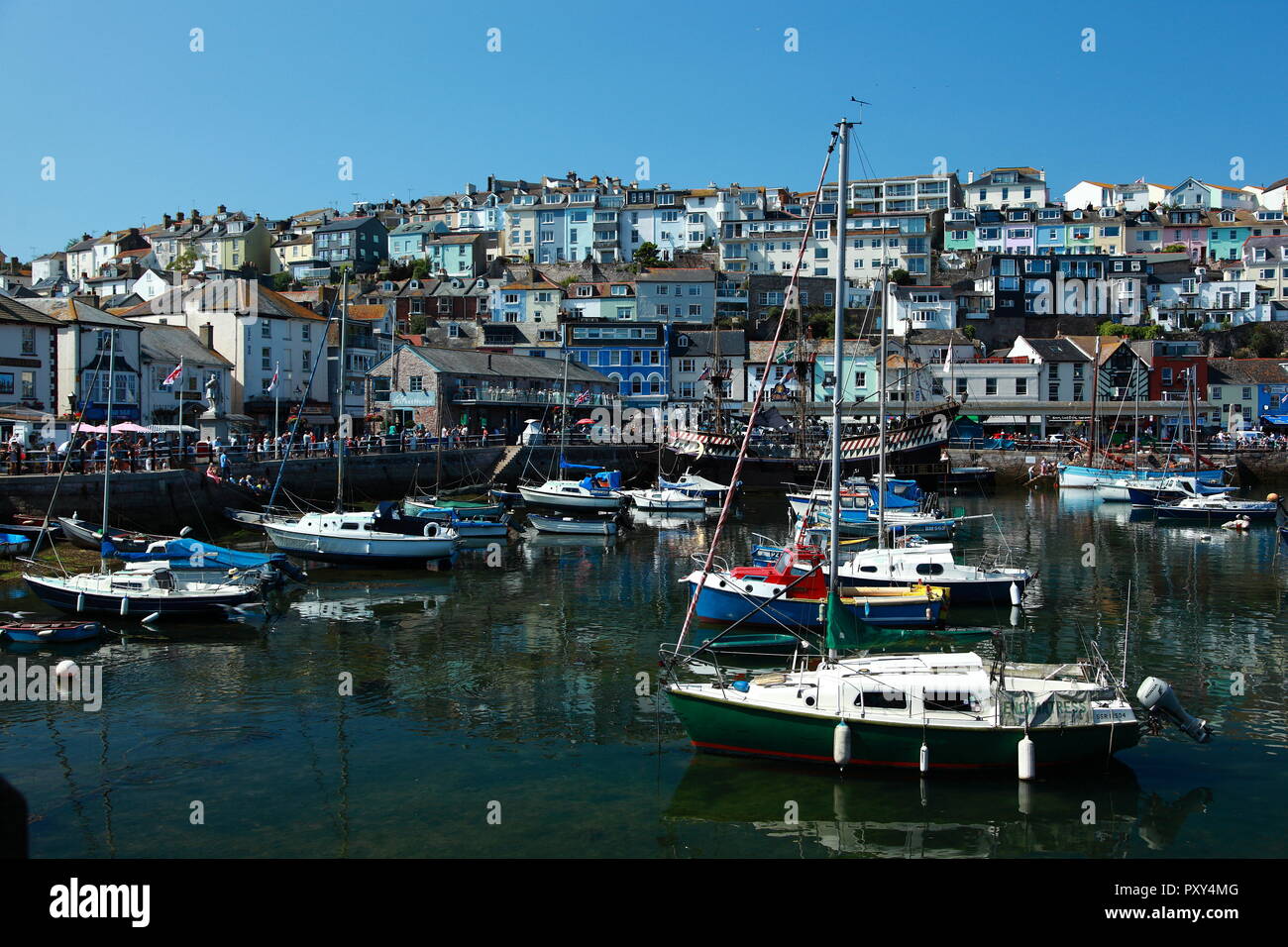 Brixham Harbour and Marina, small fishing town in the county of Devon ...