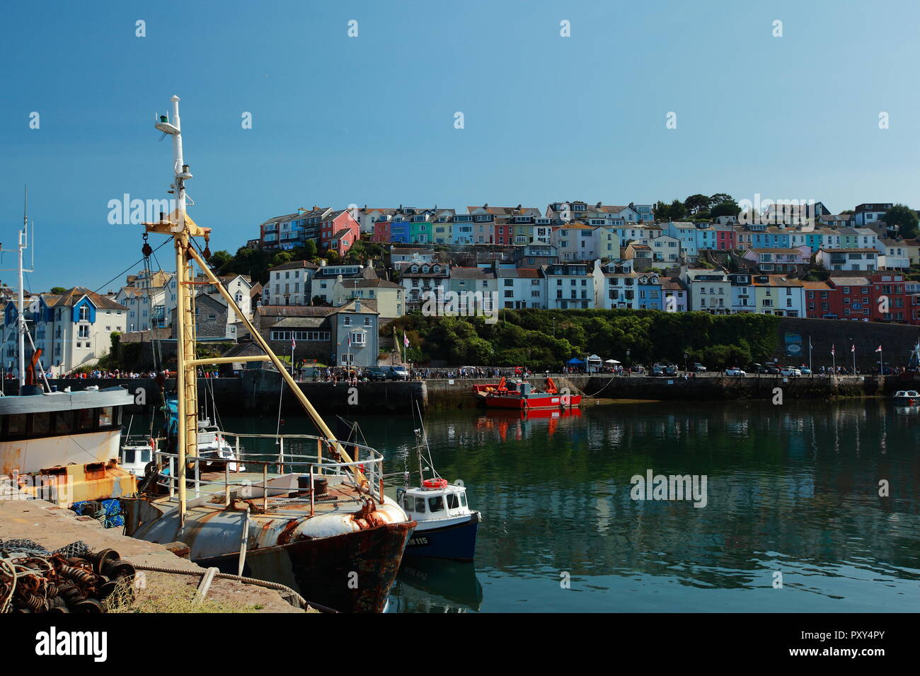 Brixham Harbour and Marina, small fishing town in the county of Devon ...
