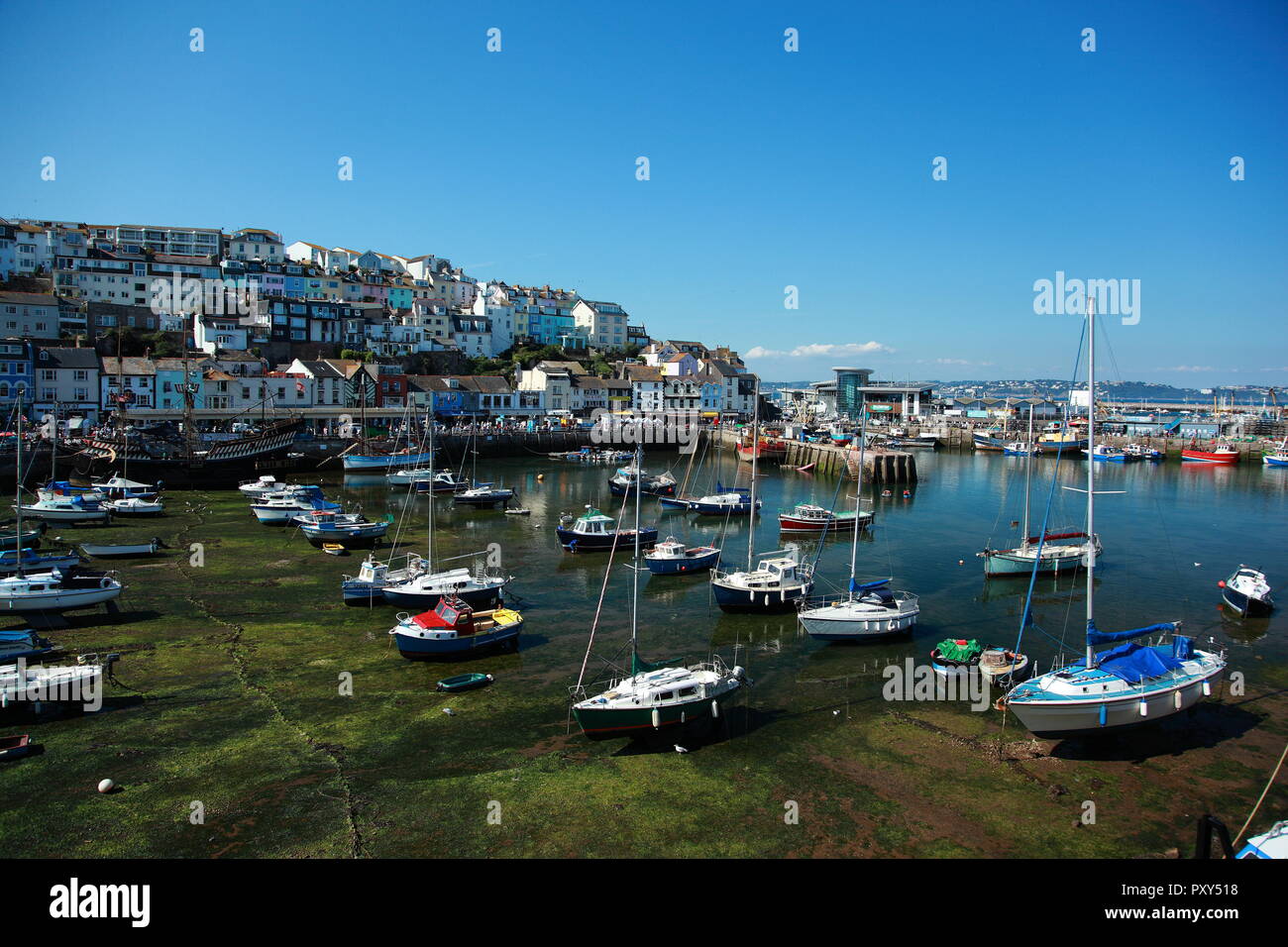 Brixham Harbour and Marina, small fishing town in the county of Devon ...