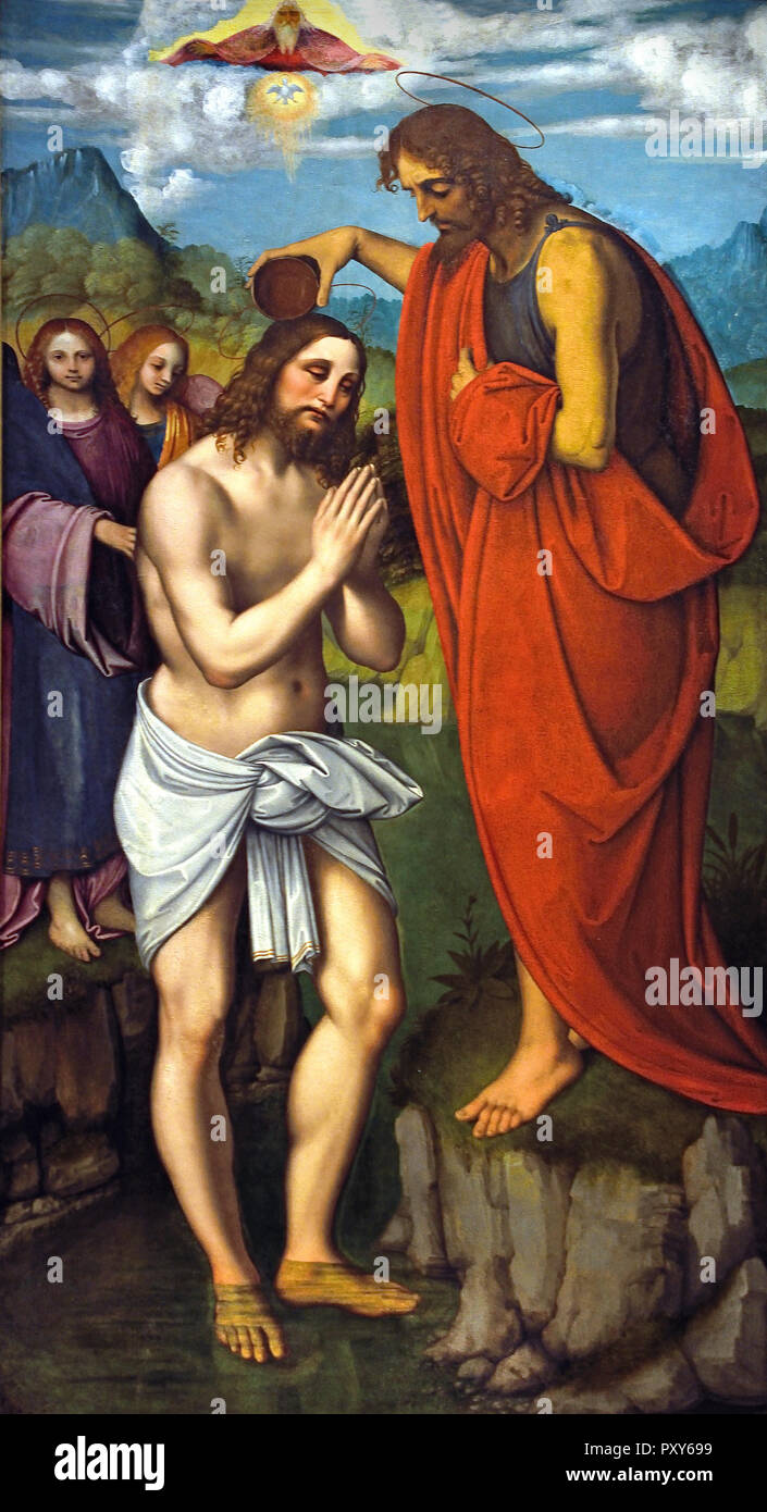 Baptism of christ 1510 1520 marco doggiono e giovanni hi-res stock ...