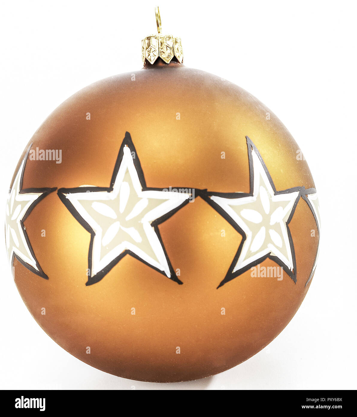 Christbaumkugel, golden mit Sternen Stock Photo - Alamy