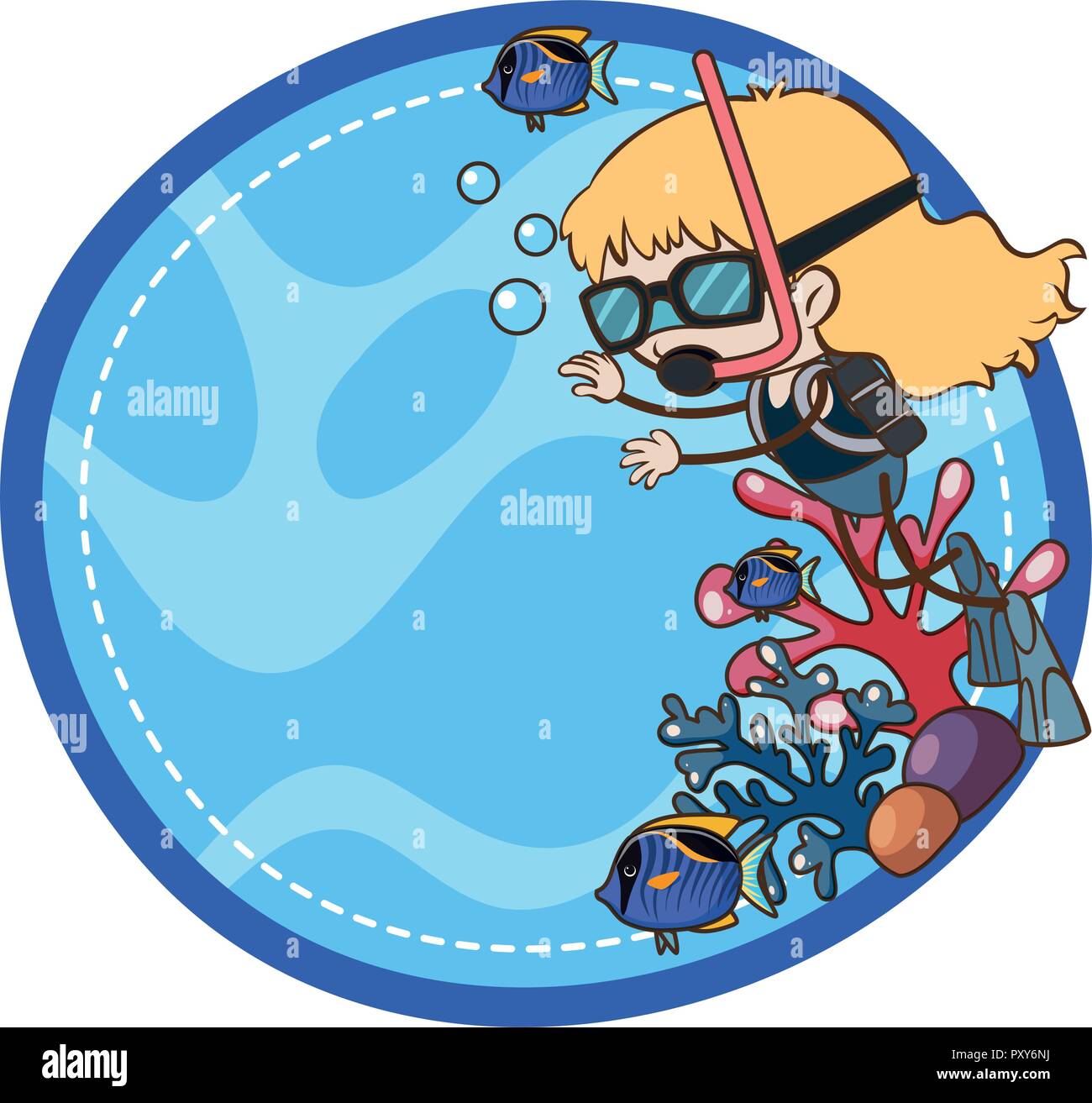 A Girl Scuba Diving Template illustration Stock Vector Image & Art - Alamy