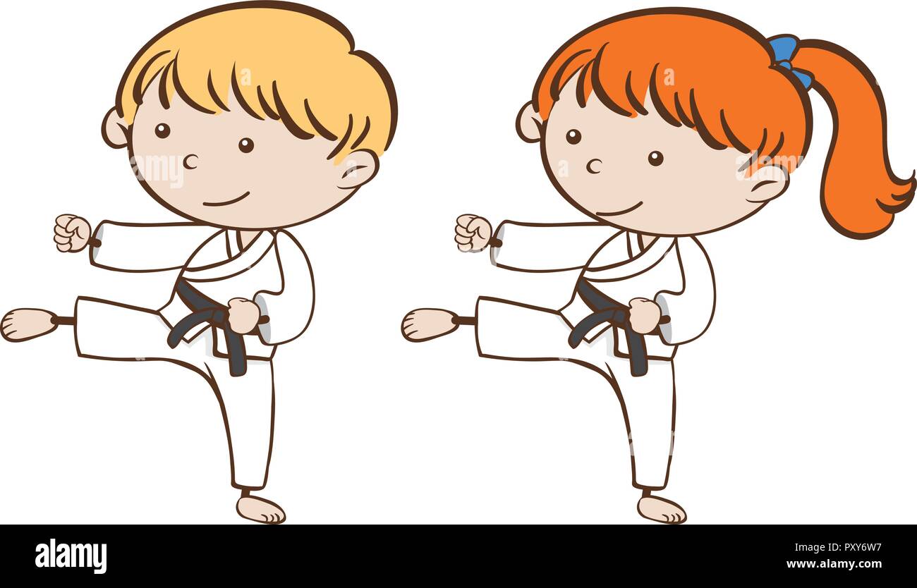 Two kids playing karate illustration Stock Vector Image & Art - Alamy