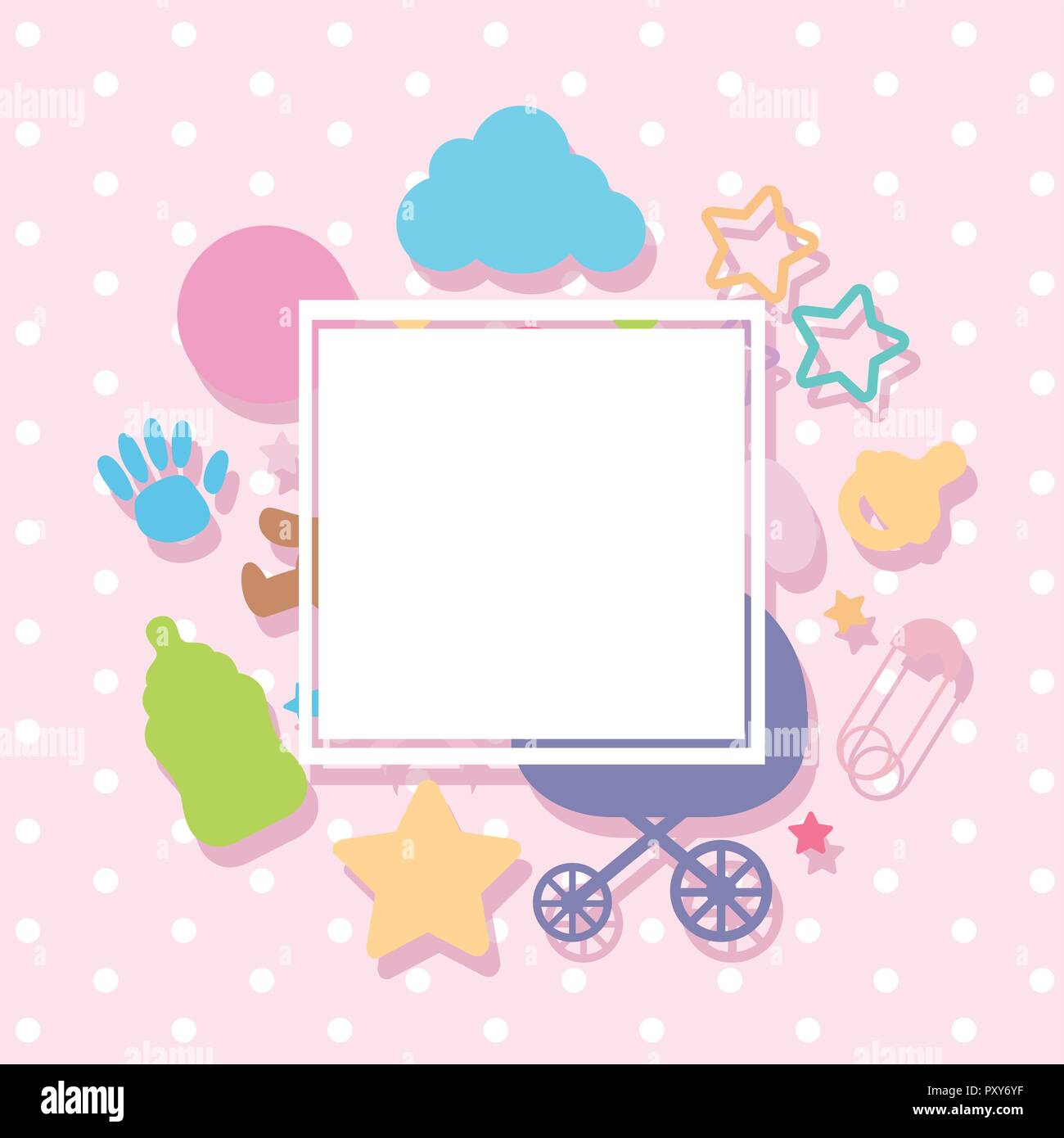 Border template with baby items illustration Stock Vector Image & Art ...