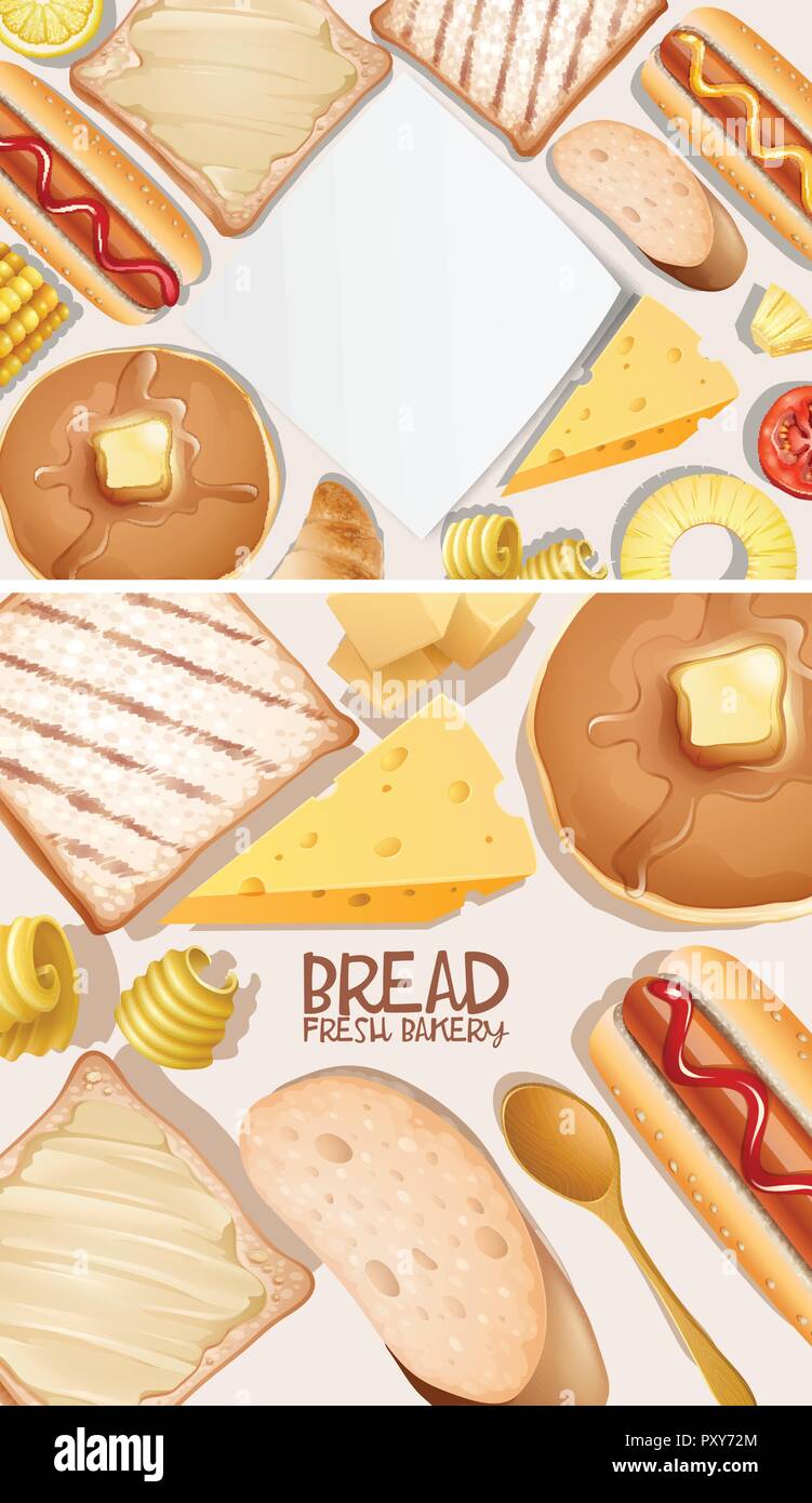 Two background design with bread illustration Stock Vector Image & Art ...