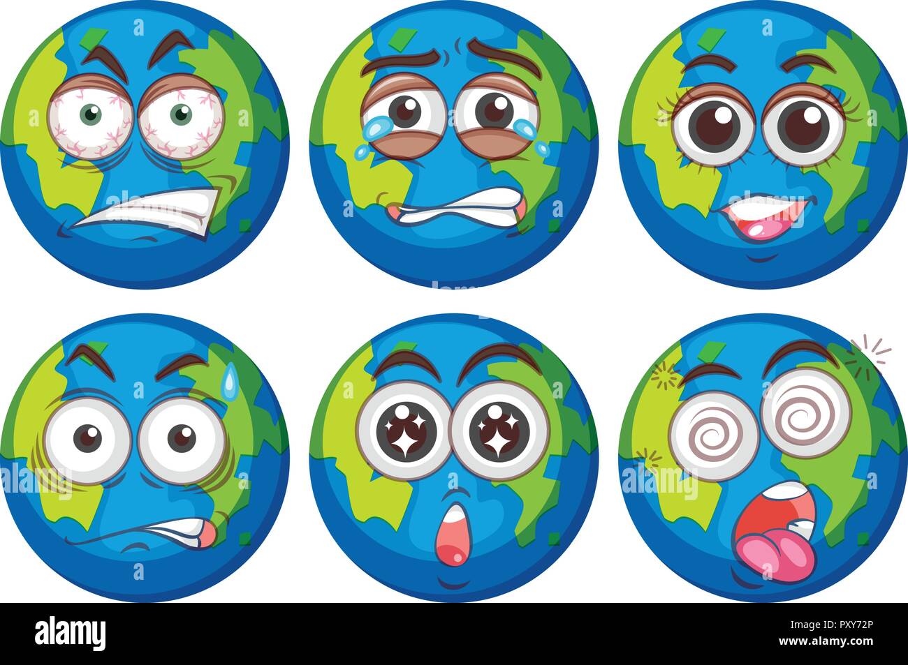 Facial expressions on earth illustration Stock Vector Image & Art - Alamy