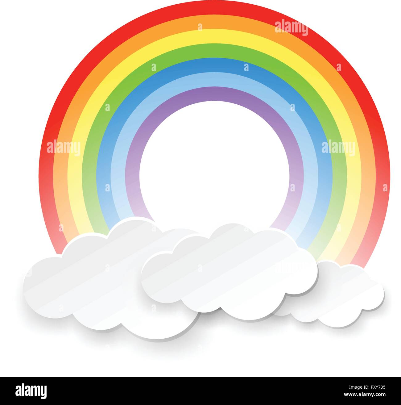 Round rainbow in the clouds illustration Stock Vector Image & Art - Alamy