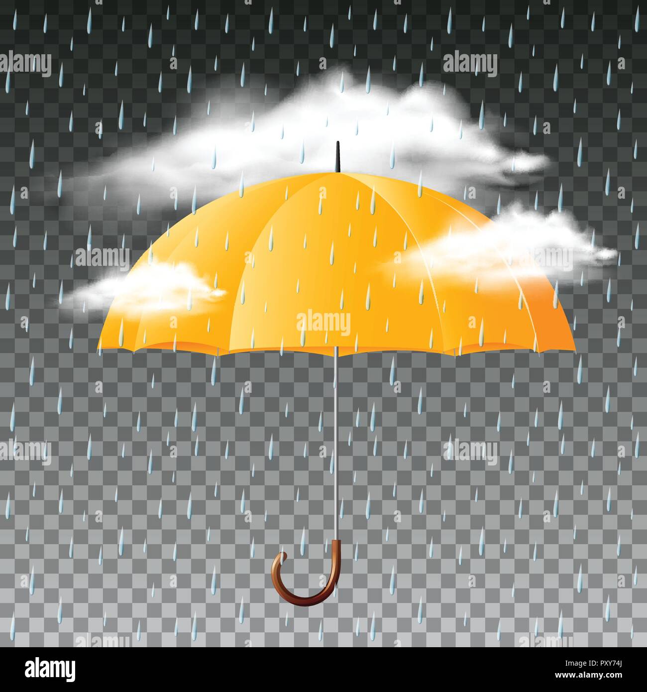 Yellow umbrella and rainy day illustration Stock Vector Image & Art - Alamy