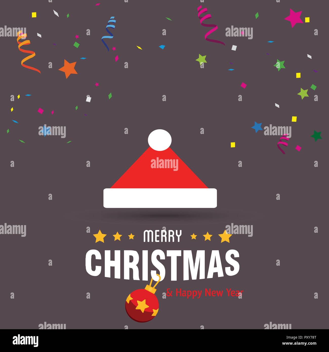 Merry Christmas card design with creative typography and dark ...