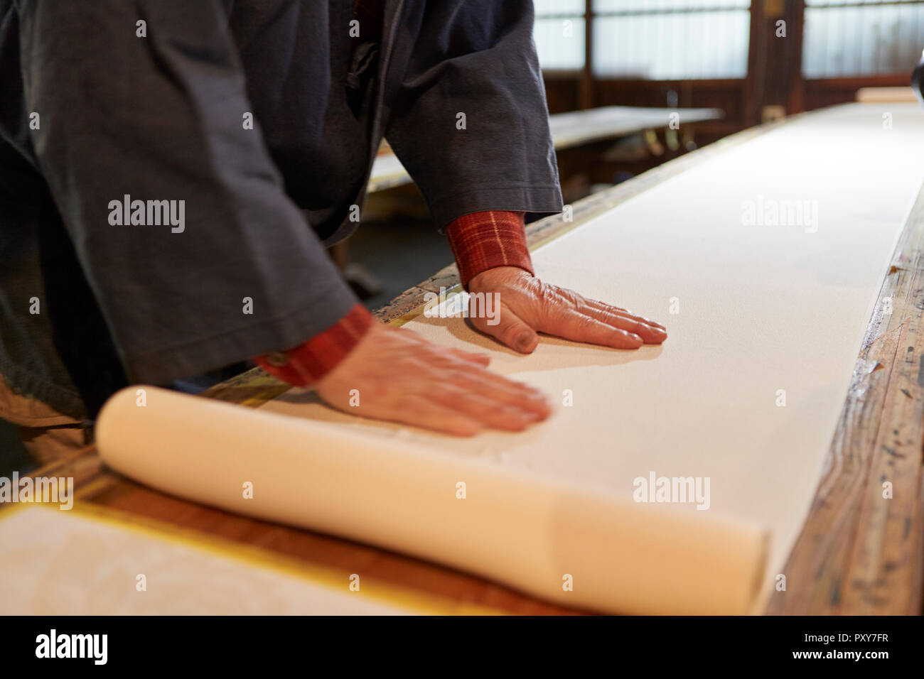 Japanese artisan working in the studio Stock Photo - Alamy