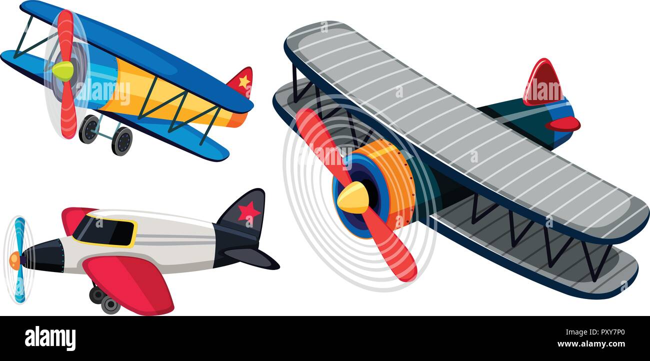 Three airplanes on white background illustration Stock Vector Image ...