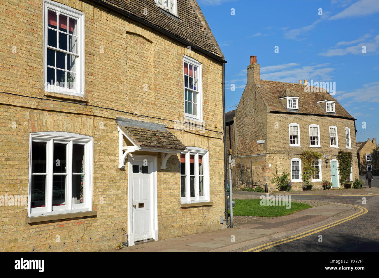 ELY, UK - OCTOBER 20, 2018: Medieval houses on the Waterside along ...