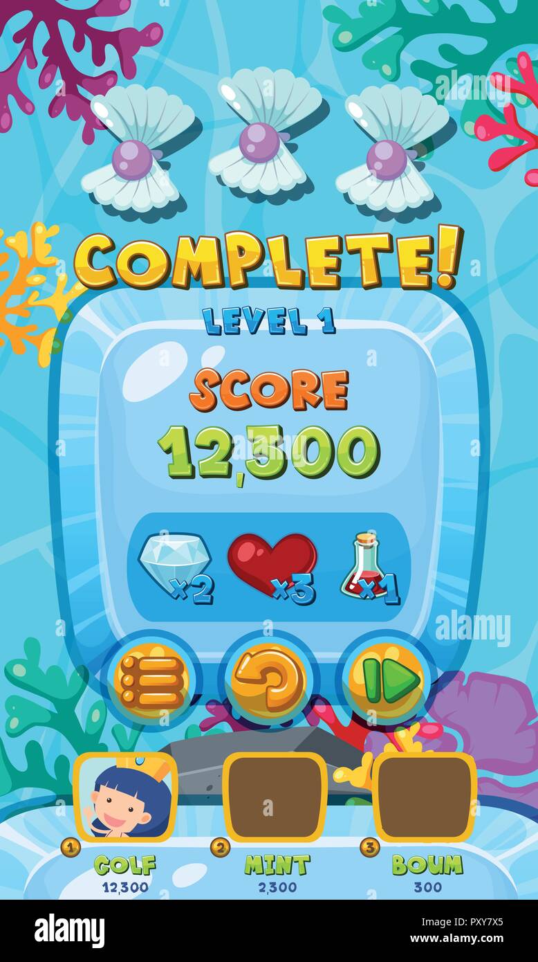 Background template for computer game with ocean theme illustration ...