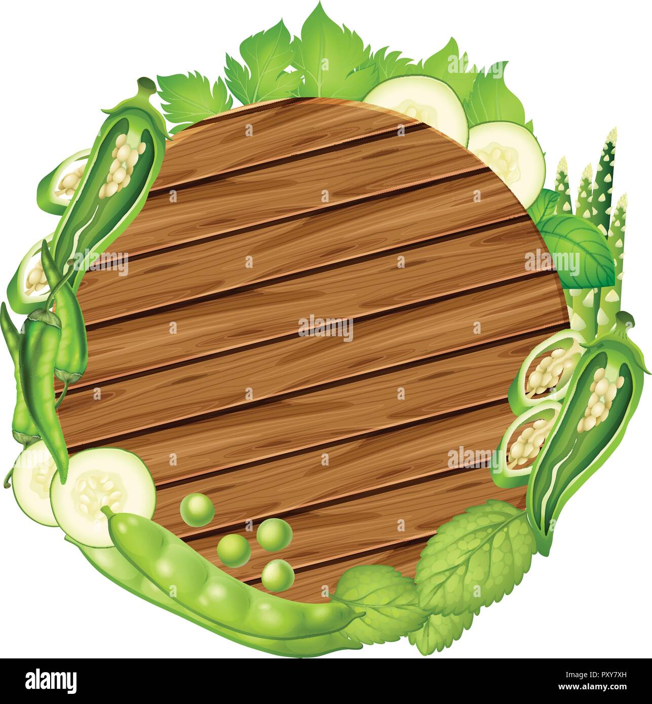 Round board with green vegetables illustration Stock Vector Image & Art ...