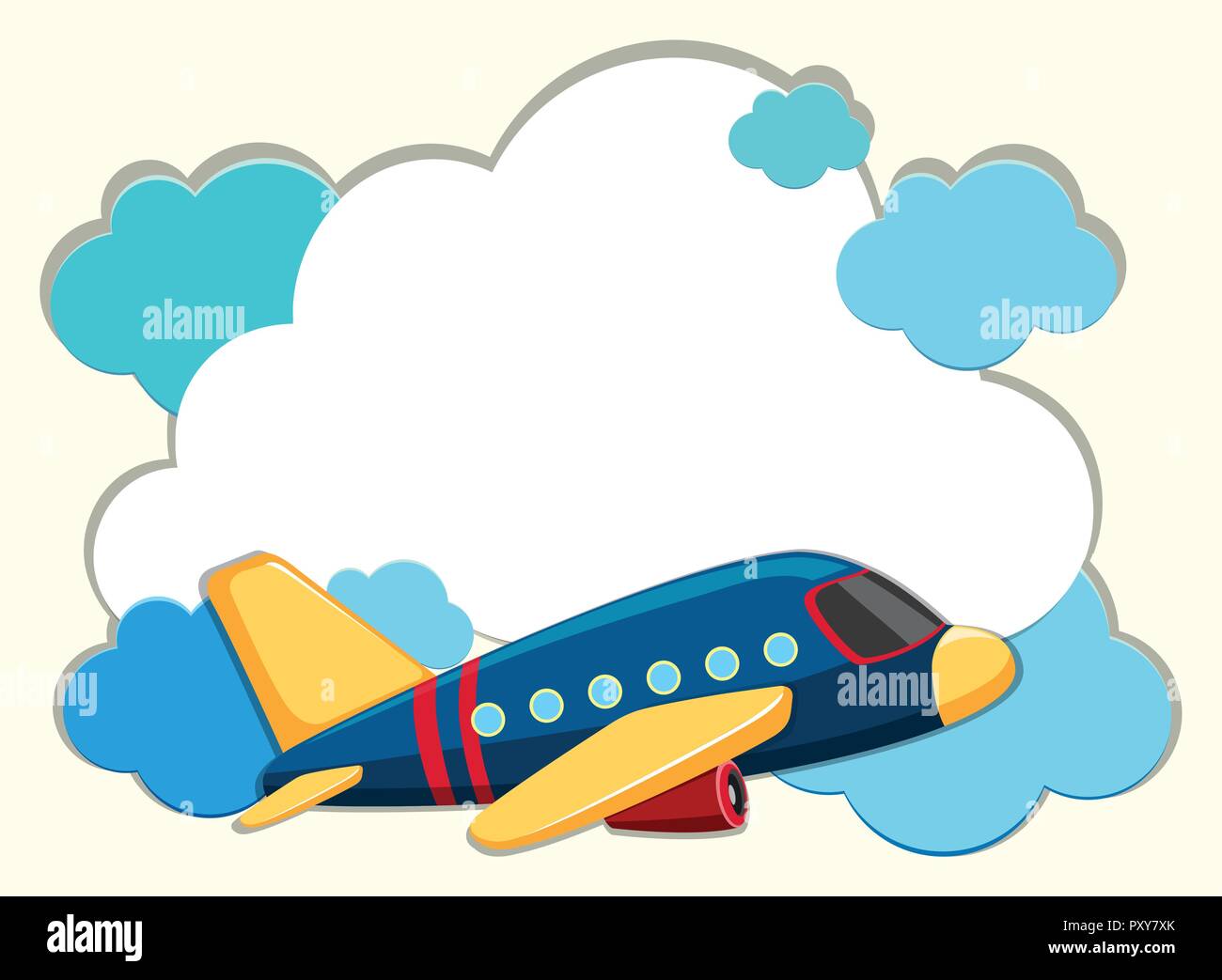 Cloud border with blue airplane illustration Stock Vector Image & Art ...