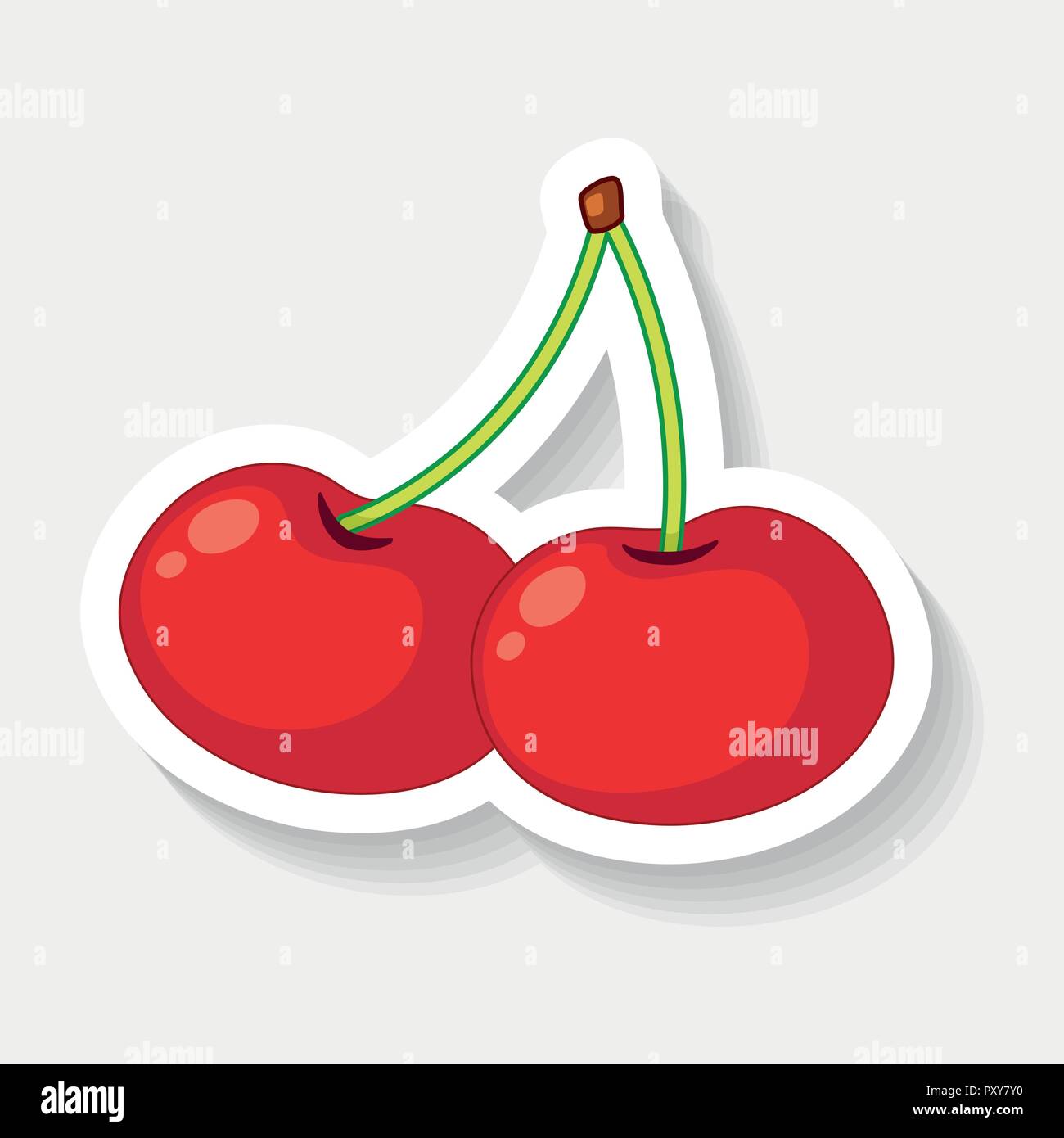 Sticker design with red cherries illustration Stock Vector Image & Art ...
