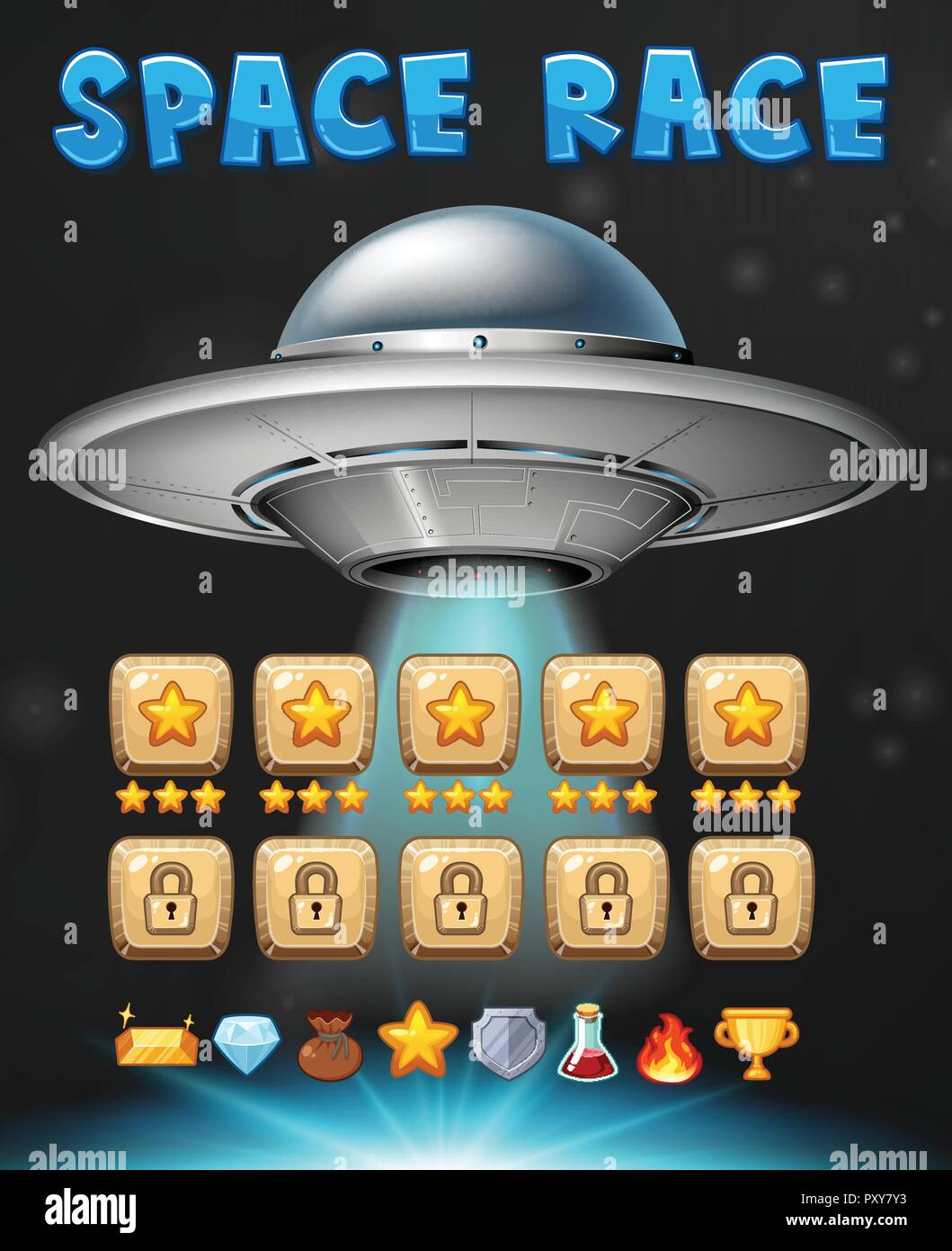 Game template with space race theme illustration Stock Vector Image ...