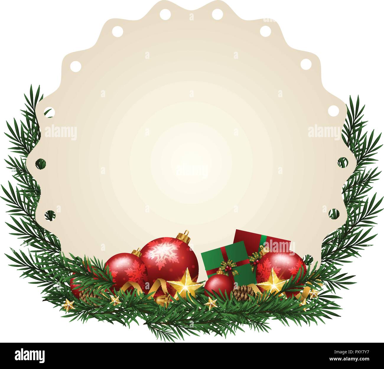 Border template with red balls and leaves illustration Stock Vector ...