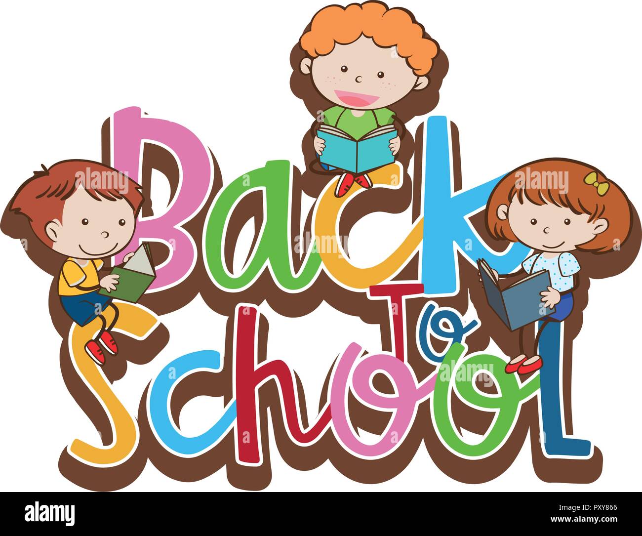 Back to School Symbol with Student illustration Stock Vector Image ...