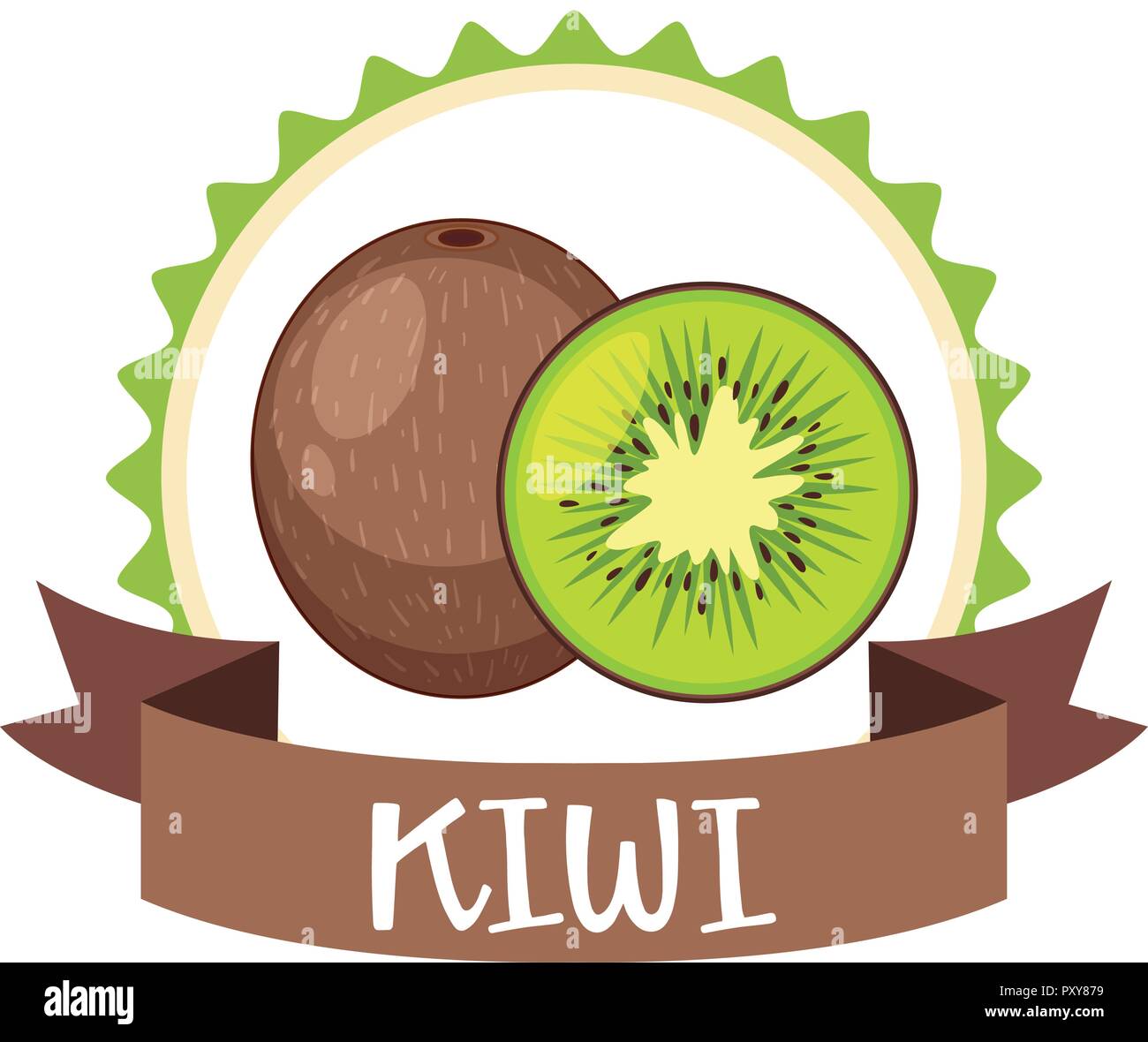 Kiwi Sticker on White Background illustration Stock Vector Image & Art ...